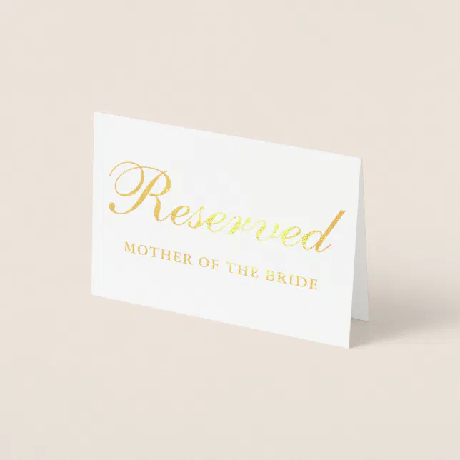 Reserved Gold Foil Special Guest Table Card | Zazzle