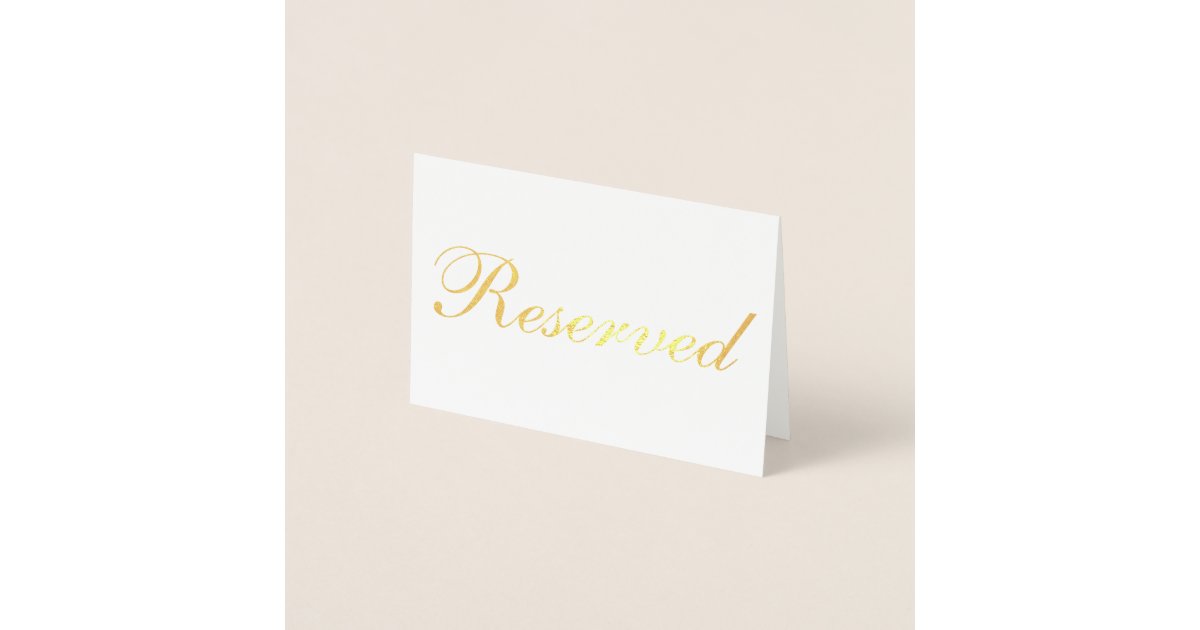Reserved Gold Foil Table Card | Zazzle