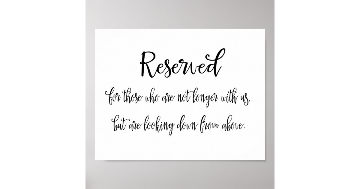 Reserved Memorial Sign for Wedding | Zazzle