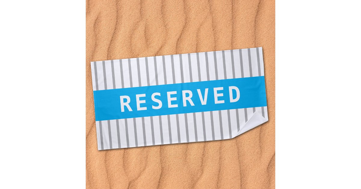 RESERVED or Name, Sky Blue & Grey Stripes Beach Towel | Zazzle