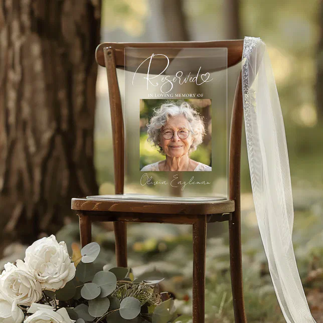Reserved Seat Memorial Wedding Photo Sign | Zazzle