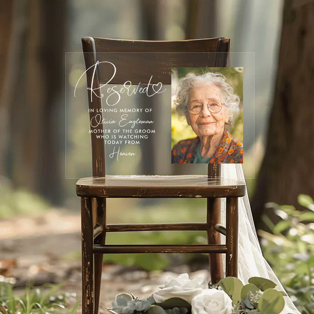 Reserved Seat Memorial Wedding Photo Sign | Zazzle