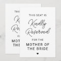 Reserved Seat Wedding Ceremony Chair Sign Invitation | Zazzle