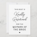Reserved Seat Wedding Ceremony Chair Sign Invitation | Zazzle