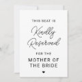 Reserved Seat Wedding Ceremony Chair Sign Invitation | Zazzle