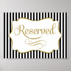 Elegant Reserved Table White Script | Horizontal Poster | Zazzle.com