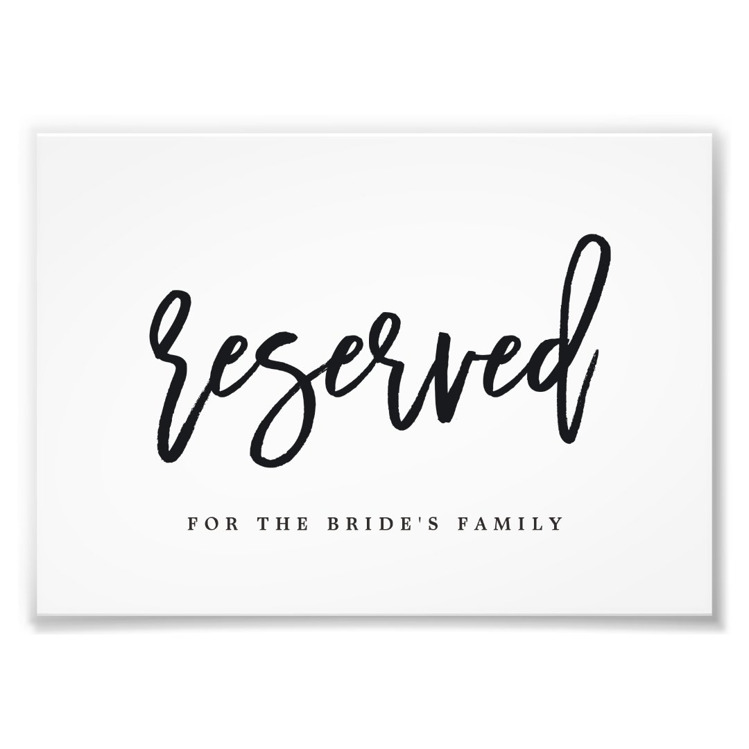 Reserved Sign Choose Your Size Brushed Calligraphy | Zazzle