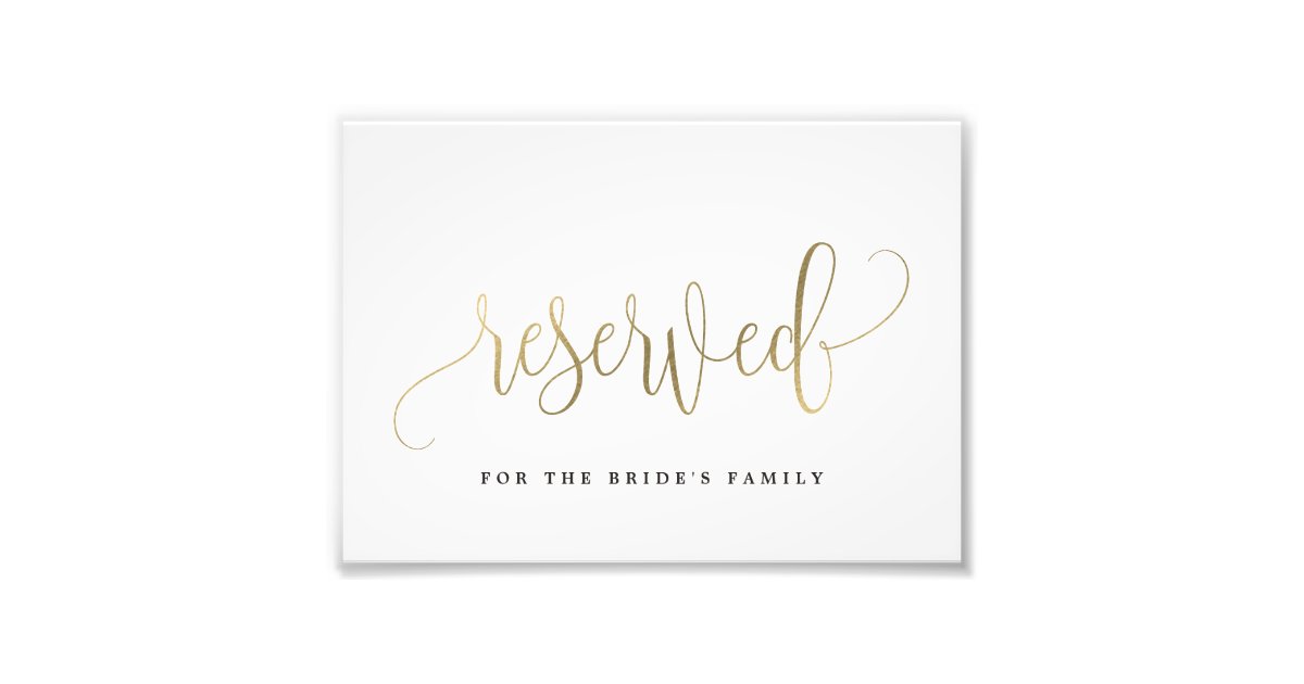 Reserved Sign Choose Your Size Faux Gold | Zazzle