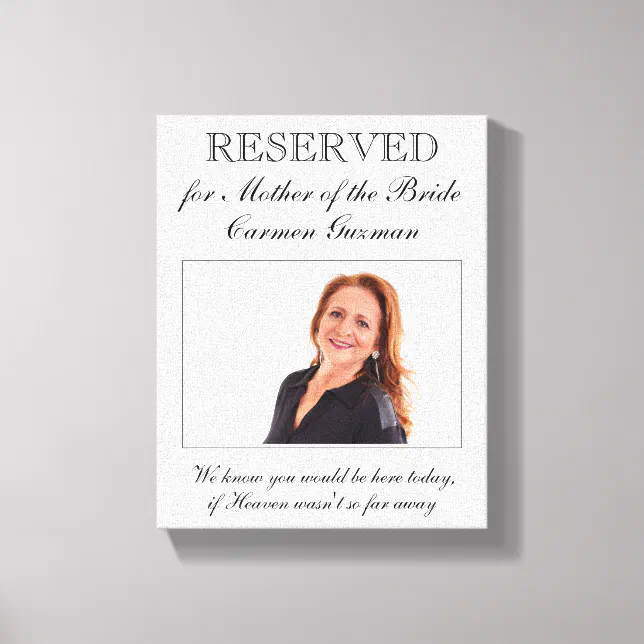 Reserved Sign Mother of the Bride Photo Mememorial | Zazzle