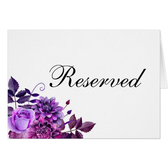 Reserved sign. Purple wedding. Floral table sign | Zazzle.com