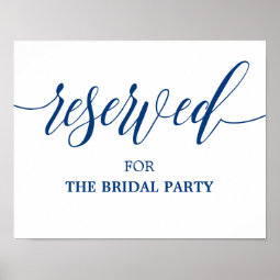 Reserved Wedding Sign in Navy Blue Calligraphy | Zazzle