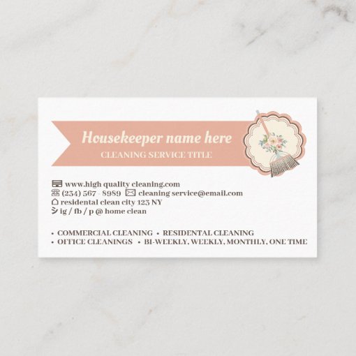 RESIDENTAL CLEANING Housekeeping Business Card | Zazzle