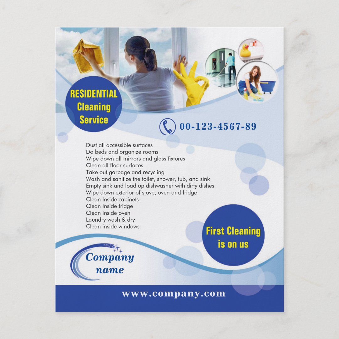 RESIDENTIAL cleaning service flyer | Zazzle