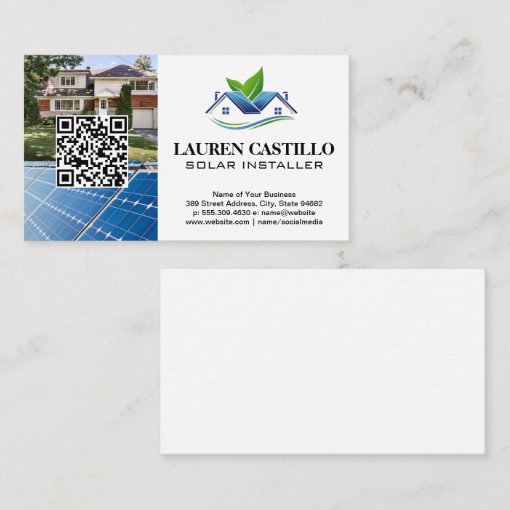 Residential Home | Solar Panels | QR Business Card | Zazzle