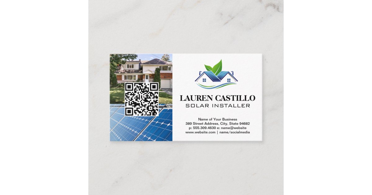 Residential Home | Solar Panels | QR Business Card | Zazzle