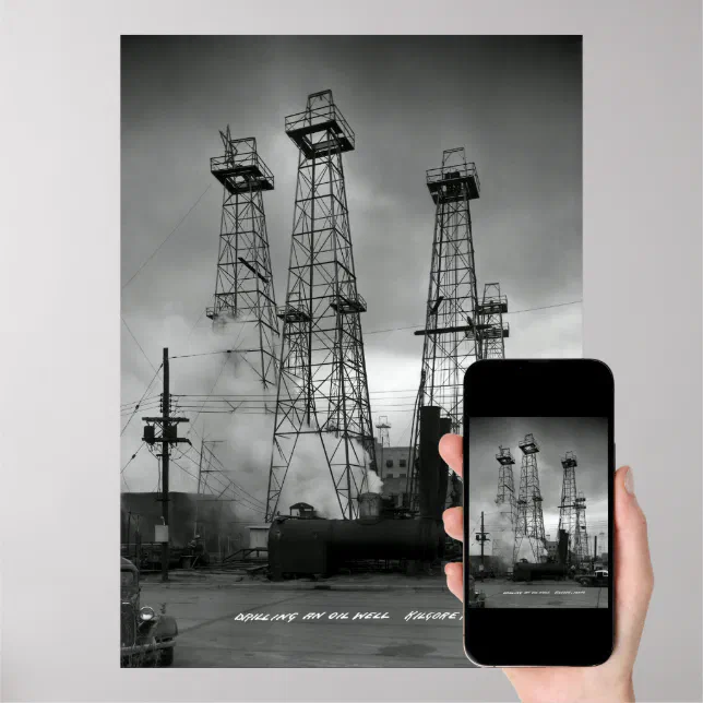 RESIDENTIAL OIL DRILLING in KILGORE TEXAS c. 1935 Poster | Zazzle