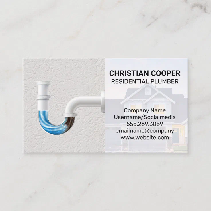 Residential Plumber | Clogged Pipes Business Card | Zazzle
