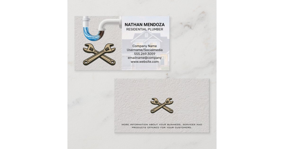 Residential Plumber | Clogged Pipes | Wrenches Business Card | Zazzle