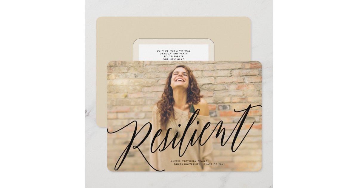 Resilient Cursive Graduation Announcement | Zazzle