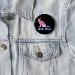 Resist meow feminist cat pinback button | Zazzle