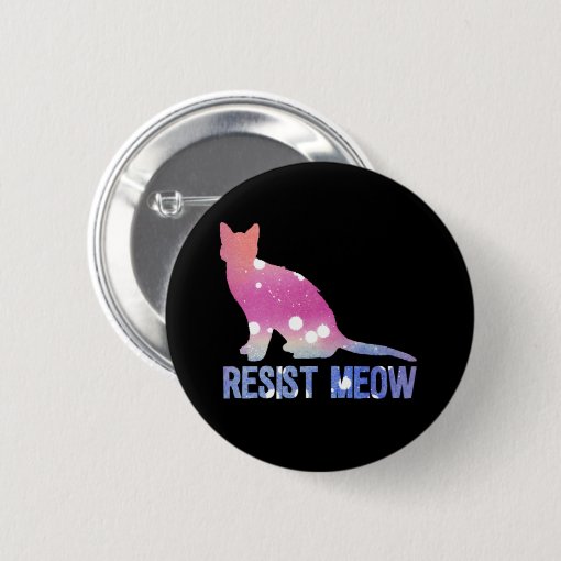 Resist meow feminist cat pinback button | Zazzle