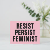 Resist Persist Feminist Resistance Pink Postcard | Zazzle