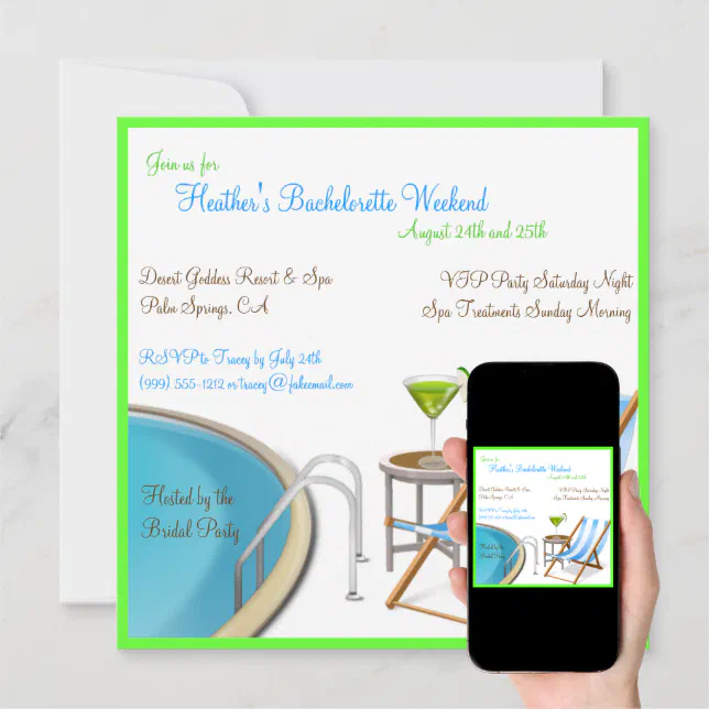 Resort Bachelorette Weekend Custom Invitations | Zazzle