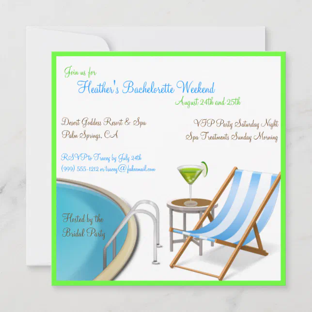 Resort Bachelorette Weekend Custom Invitations | Zazzle