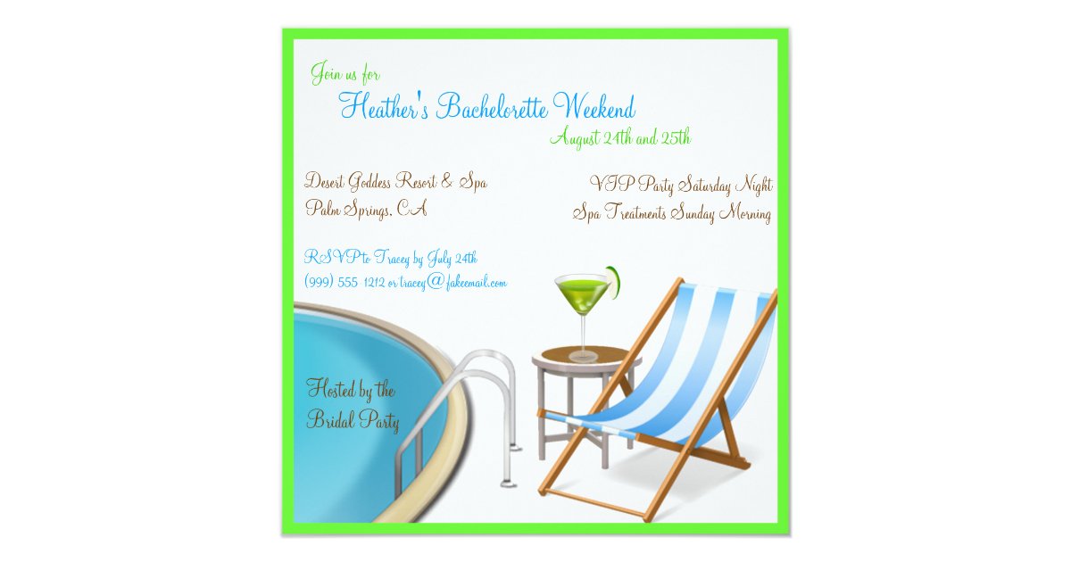Resort Bachelorette Weekend Custom Invitations | Zazzle.com