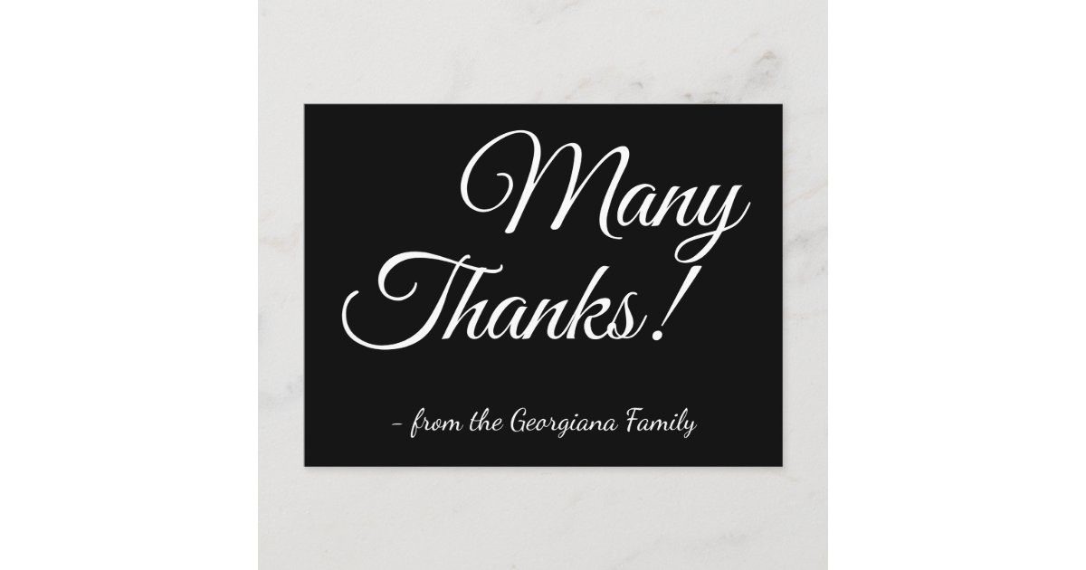 Respectable, Elegant "Many Thanks!" Postcard | Zazzle
