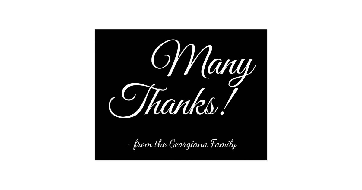 Respectable, Elegant "Many Thanks!" Postcard | Zazzle.com