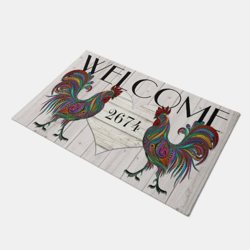 Resplendent Rooster Roost Welcome Door Mat | Zazzle