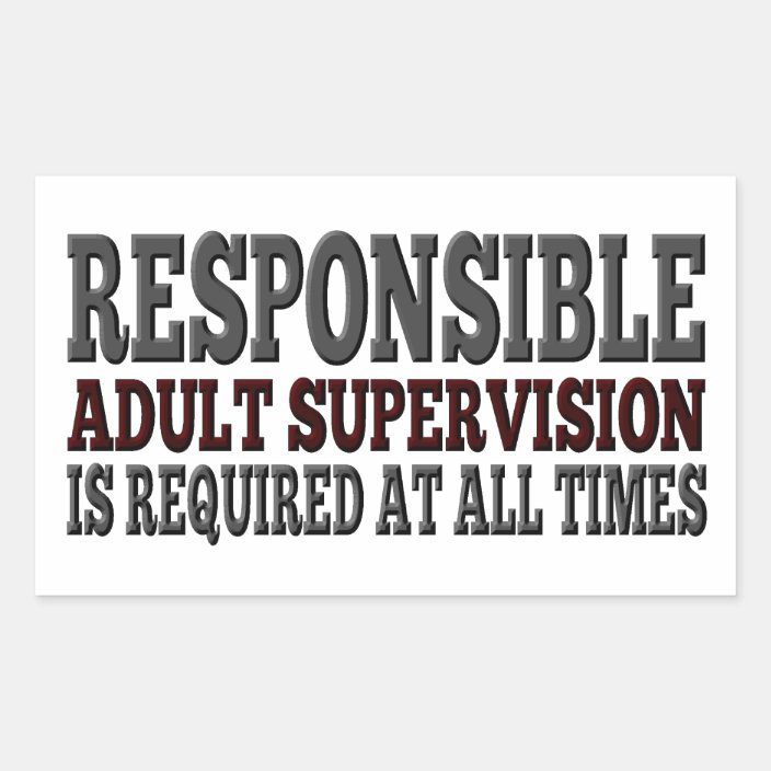 Responsible Adult Supervision Required Rectangular Sticker | Zazzle.com