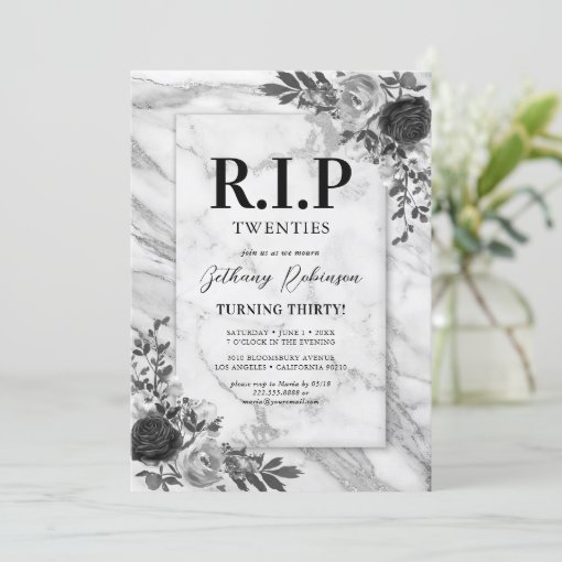 Rest in Peace Twenties 30th Birthday Party Invitation | Zazzle