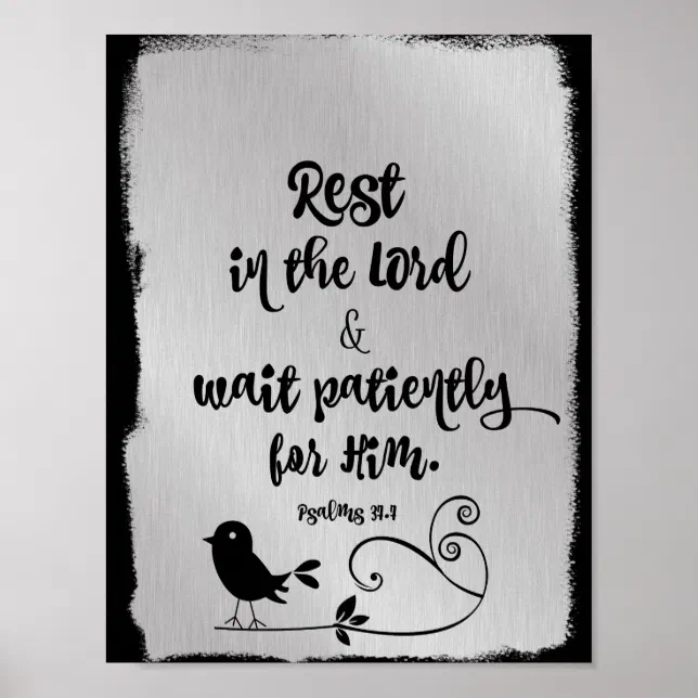 Rest in the Lord Bible Verse Poster | Zazzle