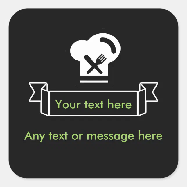 Restaurant And Chef Theme Square Sticker | Zazzle