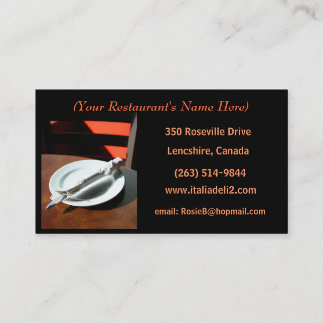 Restaurant Business Card | Zazzle