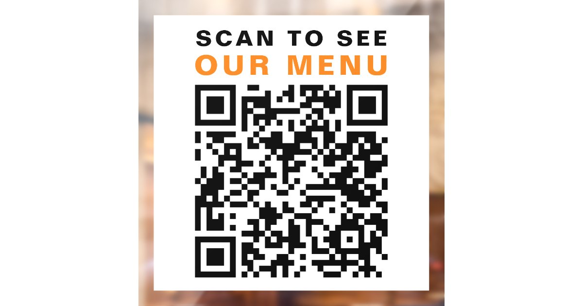 Restaurant Cafe Menu QR Code White Window Cling | Zazzle