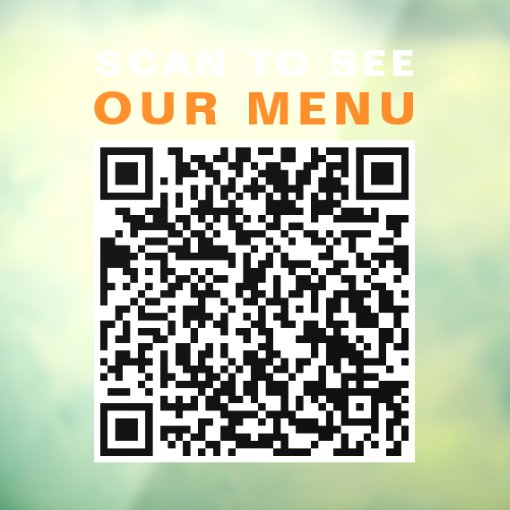 Restaurant Cafe Menu QR Code Window Cling | Zazzle
