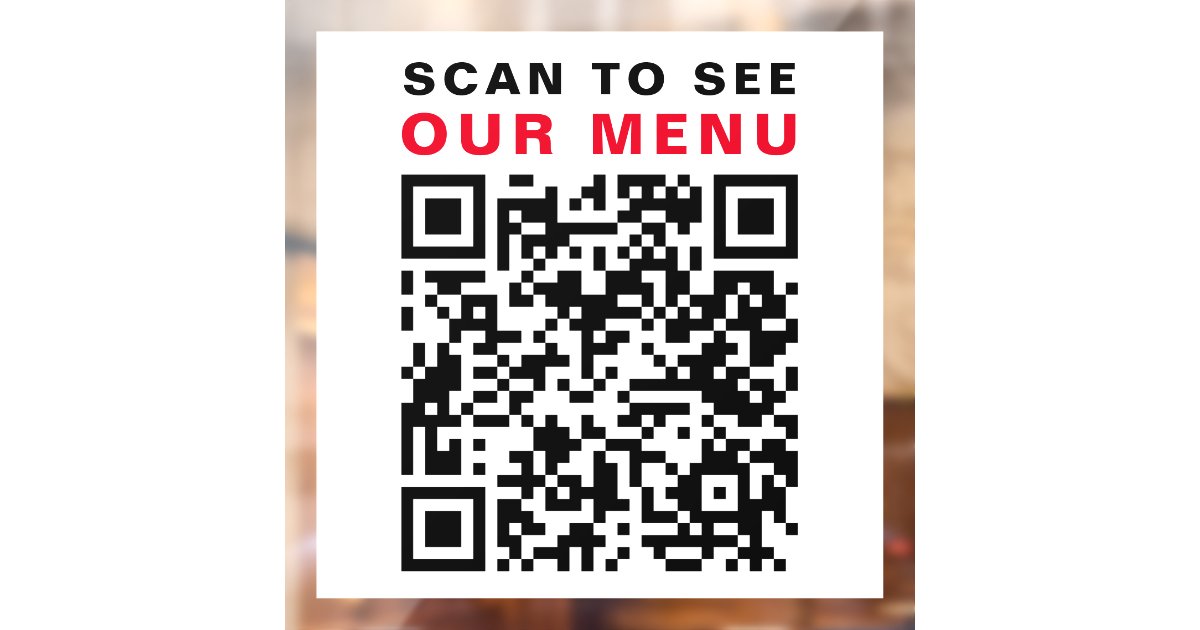 Restaurant Cafe QR Code Scan Menu White Window Cling | Zazzle