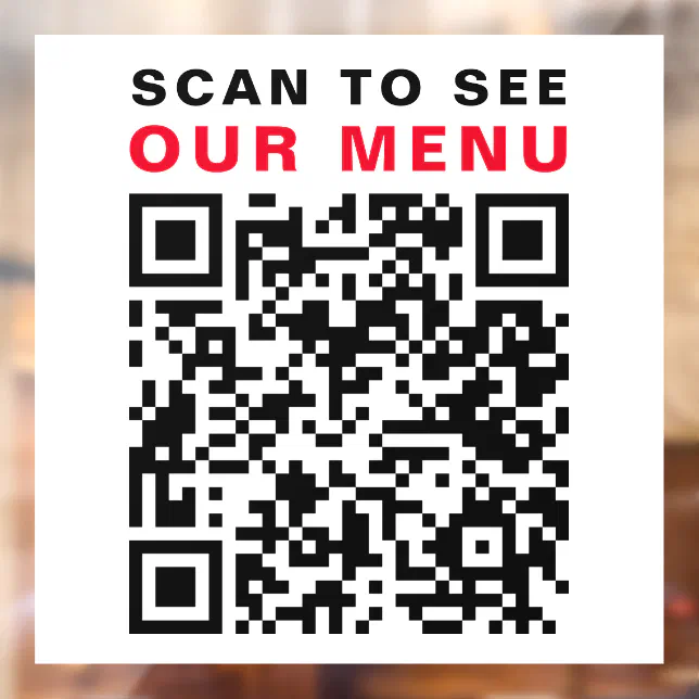 Restaurant Cafe QR Code Scan Menu White Window Cling | Zazzle