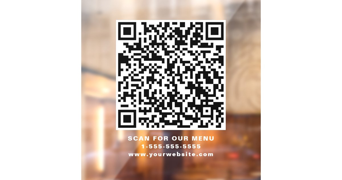 Restaurant Cafe QR Code White Window Cling | Zazzle