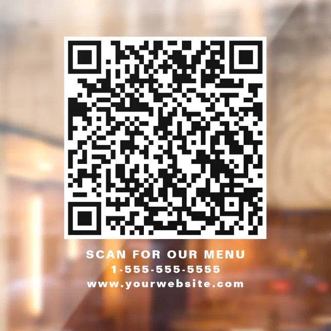 Restaurant Cafe QR Code White Window Cling | Zazzle