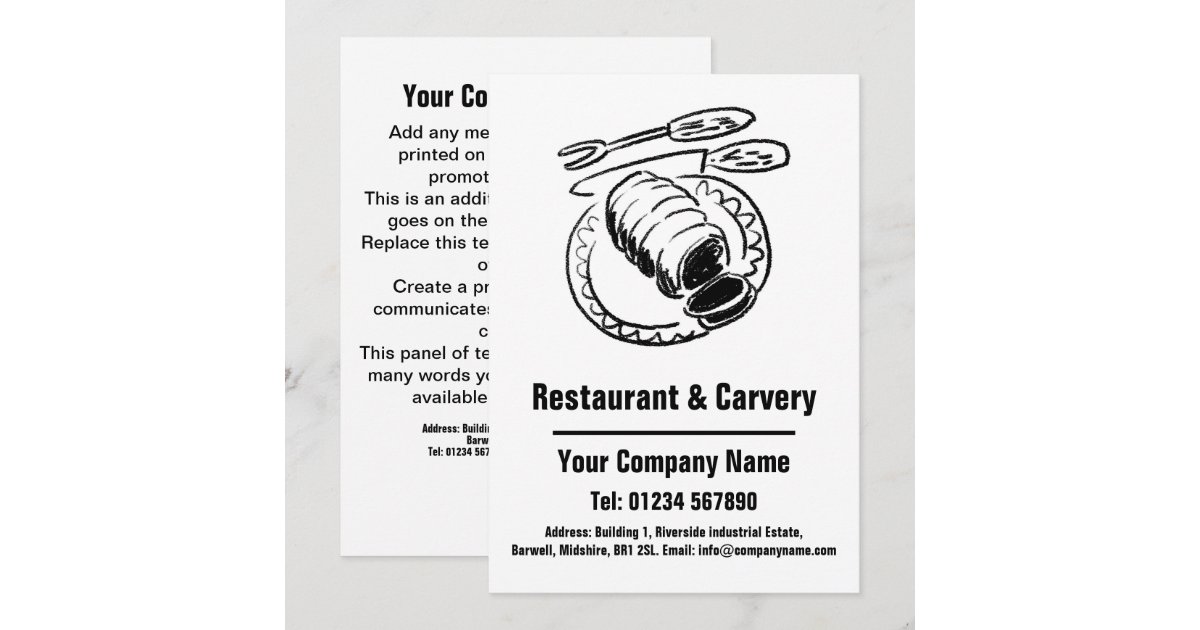 Restaurant & Carvery Cartoon Design Card | Zazzle