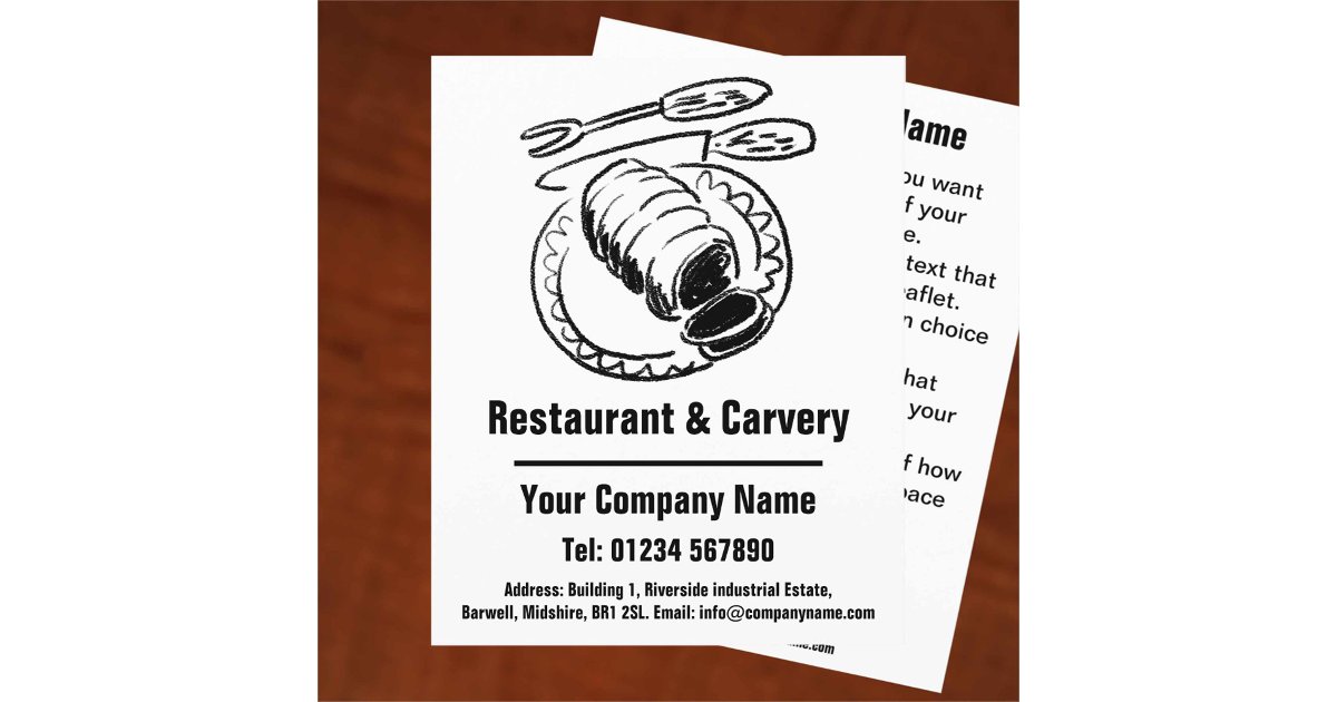 Restaurant & Carvery Cartoon Design Flyer | Zazzle