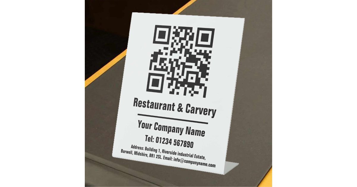 Restaurant & Carvery QR Code Design Pedestal Sign | Zazzle