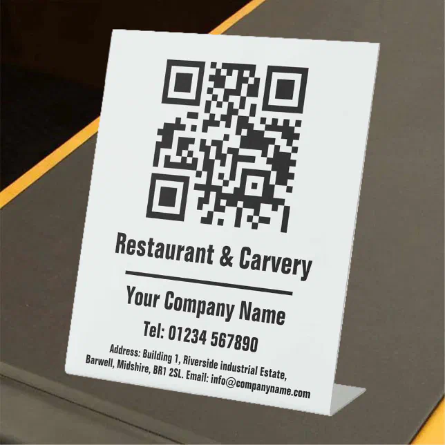 Restaurant & Carvery QR Code Design Pedestal Sign | Zazzle