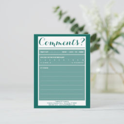 restaurant comment card with logo | Zazzle