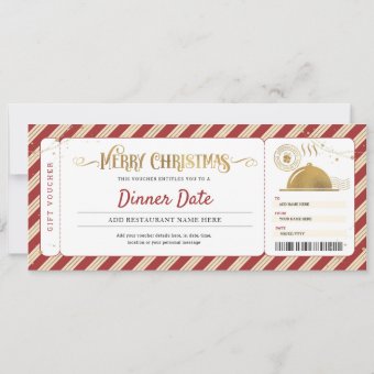 Restaurant Dinner Date Night Christmas Voucher Invitation | Zazzle