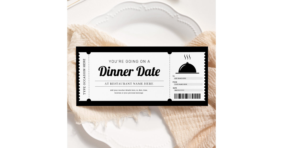 Restaurant Dinner Date Night Reservation Voucher Invitation | Zazzle